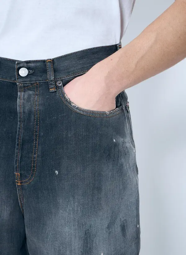 Acne Studios Distressed Denim Shorts - Black