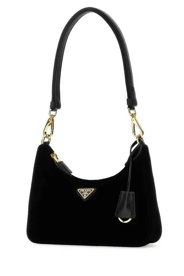 Prada Velvet Mini Re-edition Shoulder Bag - Black