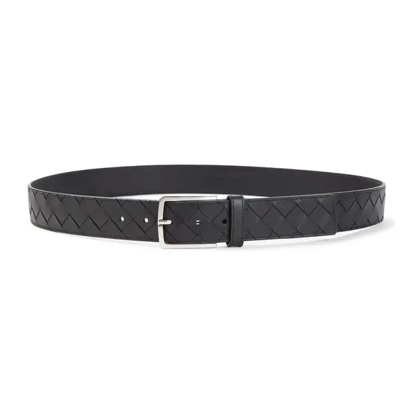 Bottega Veneta Intrecciato Woven Leather Belt - Black