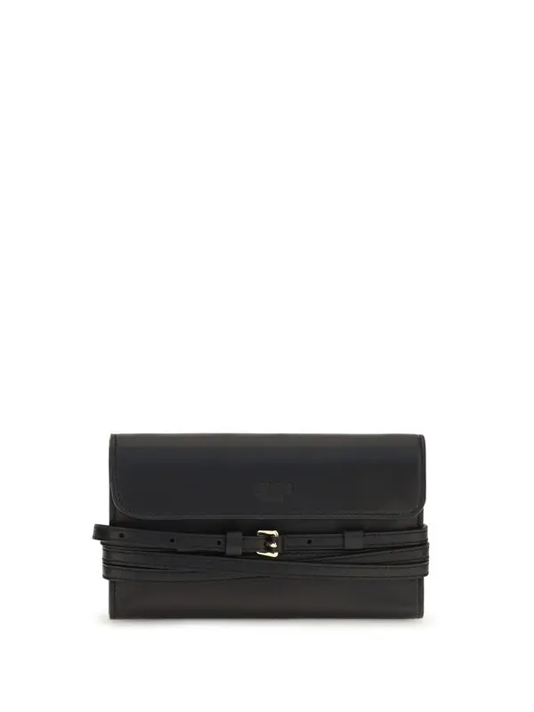 Moschino Leather Wallet With Buckle Detail - Black