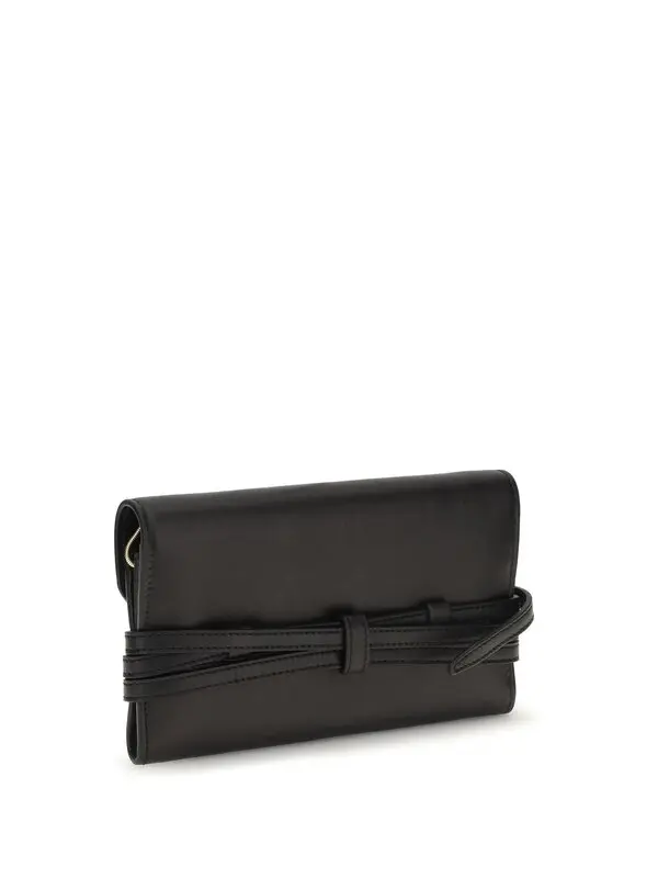 Moschino Leather Wallet With Buckle Detail - Black