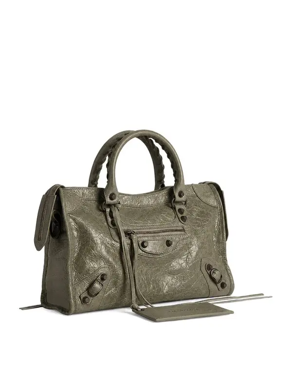 Balenciaga Le City Small Bag In Arena Lambskin With Brass Finishing - Green