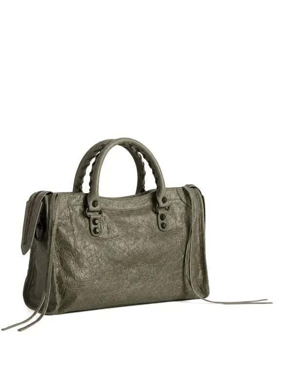 Balenciaga Le City Small Bag In Arena Lambskin With Brass Finishing - Green