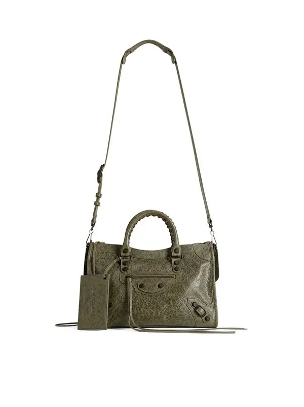Balenciaga Le City Small Bag In Arena Lambskin With Brass Finishing - Green