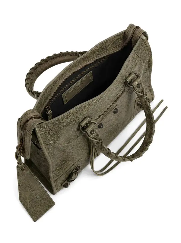 Balenciaga Le City Small Bag In Arena Lambskin With Brass Finishing - Green
