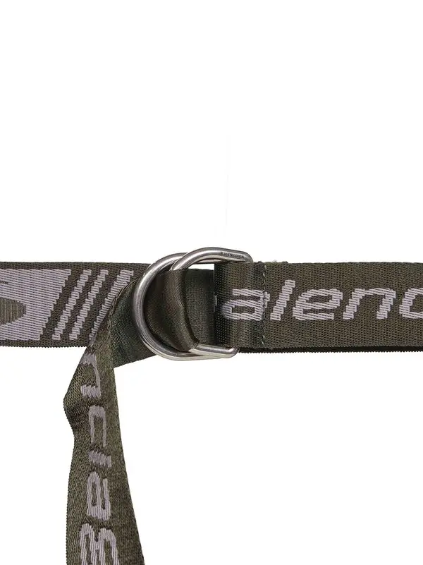 Balenciaga Khaki And Grey Jacquard Canvas D Ring Belt