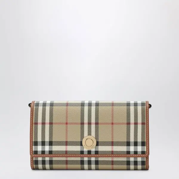 Burberry Check Chain Wallet - Cream