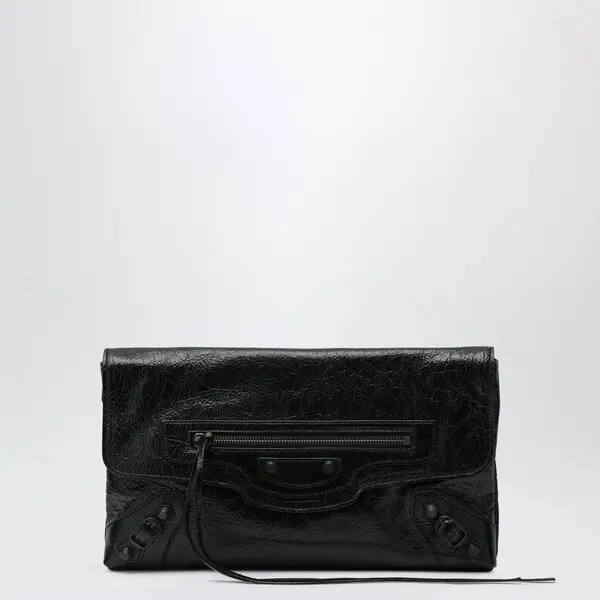 Balenciaga Clutch Le City In Arena Lambskin Leather - Black