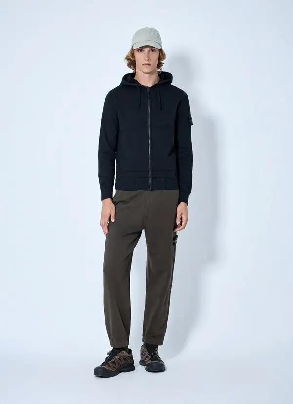 Stone Island Zip-up Hoodie With Sleeve Patch