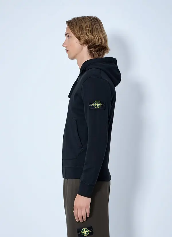 Stone Island Zip-up Hoodie With Sleeve Patch