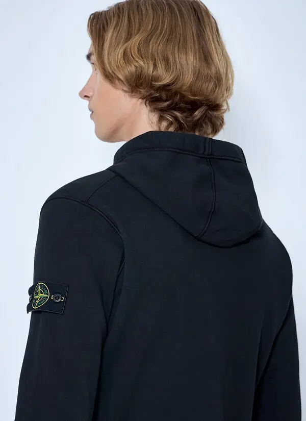 Stone Island Zip-up Hoodie With Sleeve Patch