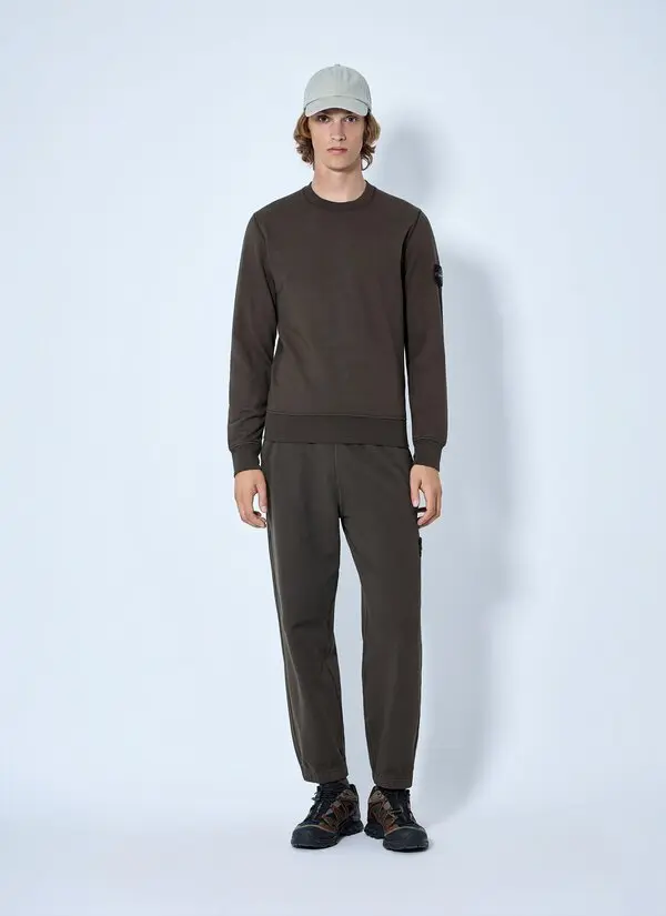 Stone Island Crewneck Sweatshirt With Sleeve Patch - Green