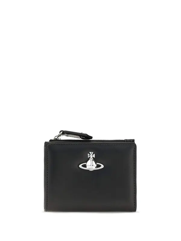 VIVIENNE WESTWOOD Slim Flap Leather Card Holder - Black
