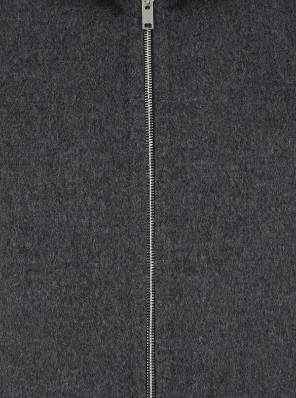 Bottega Veneta Grey Coat With Fixed Hood And Front Zip Closure In Wool