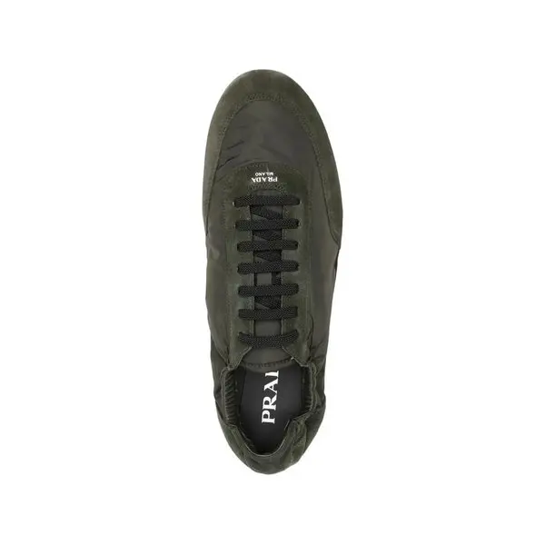 Prada Re-nylon And Suede Low-top Sneakers - Green
