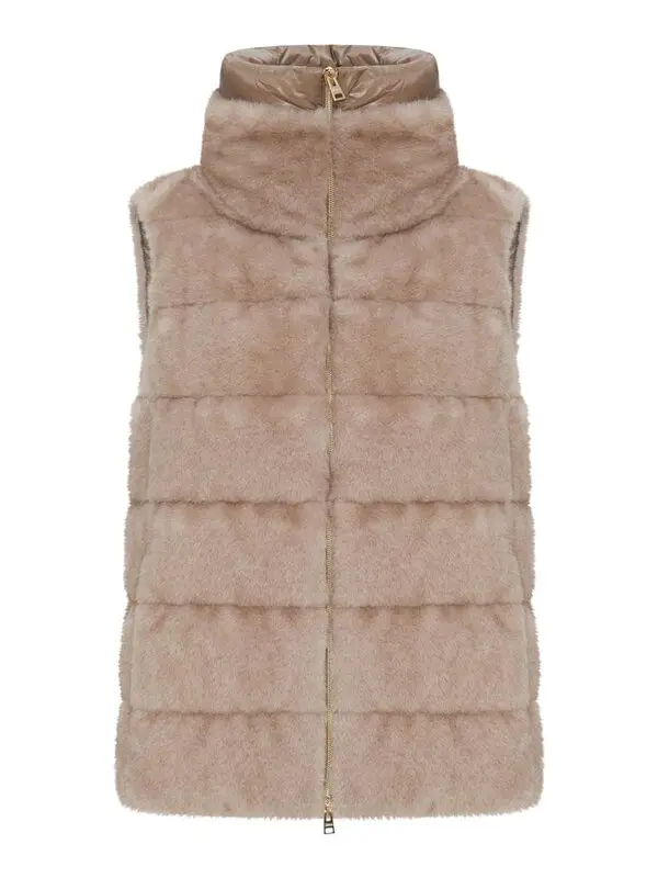 Herno Eco-fur Sleeveless Jacket With Zip - Multicolor
