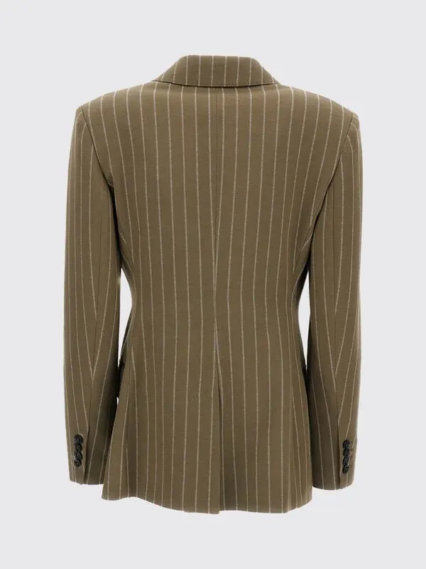 Max Mara Pinstripe Double-breasted Slim Fit Blazer In Virgin Wool Blend - Cream