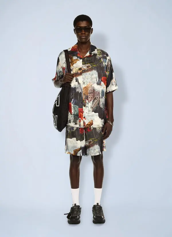 Off-White World Paint Viscose Bowling Shirt