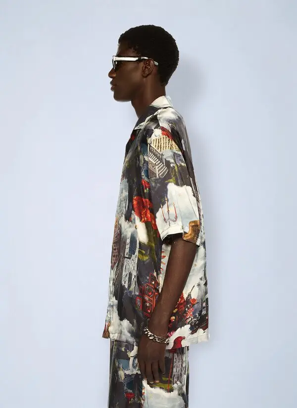 Off-White World Paint Viscose Bowling Shirt