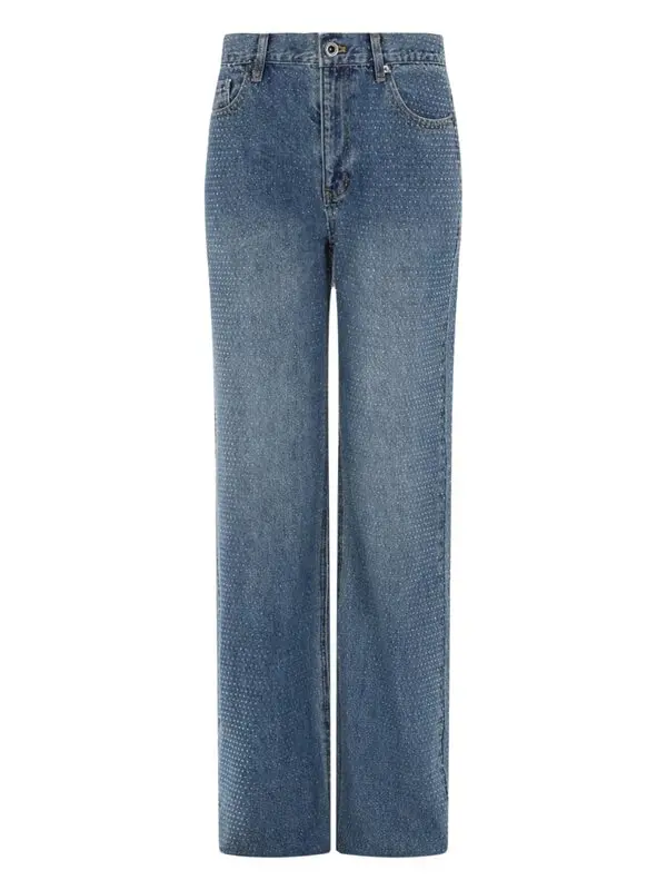 SELF-PORTRAIT Jeans With Rhinestones - Blue