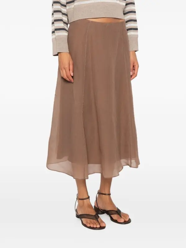 Brunello Cucinelli Silk Midi Skirt