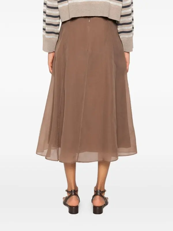 Brunello Cucinelli Silk Midi Skirt - Multicolor