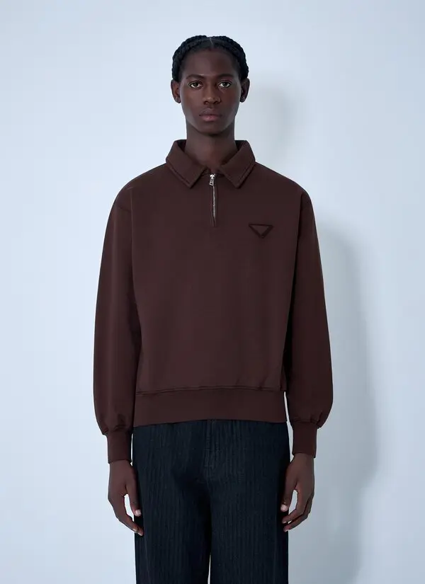 Prada Cotton Jersey Logo Motif Sweatshirt - Brown