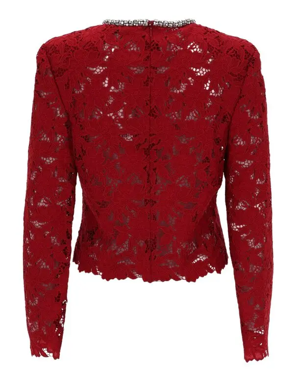 SELF-PORTRAIT Lace Top With Crystals
