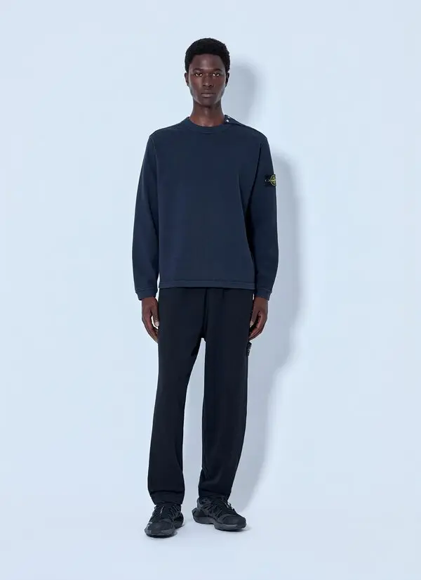 Stone Island Crewneck Sweatshirt With Sleeve Logo Patch - Blue