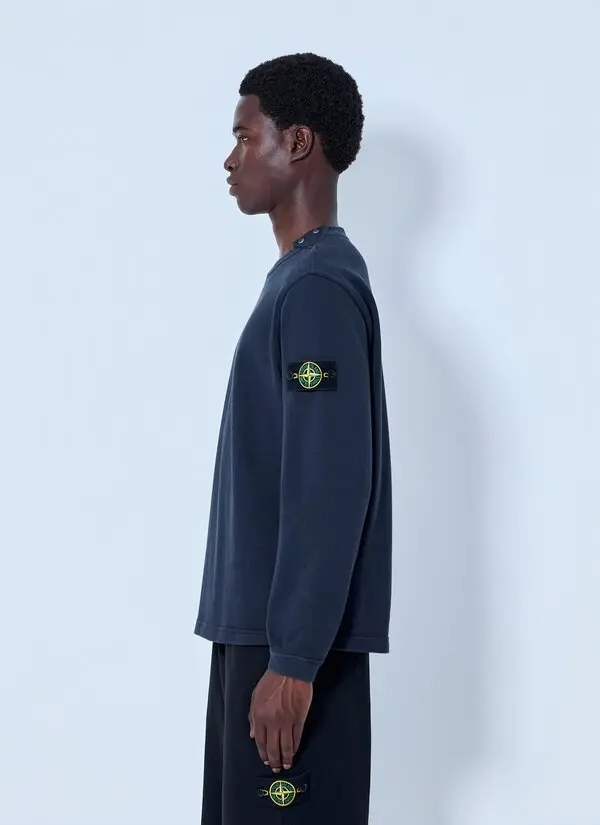 Stone Island Crewneck Sweatshirt With Sleeve Logo Patch - Blue