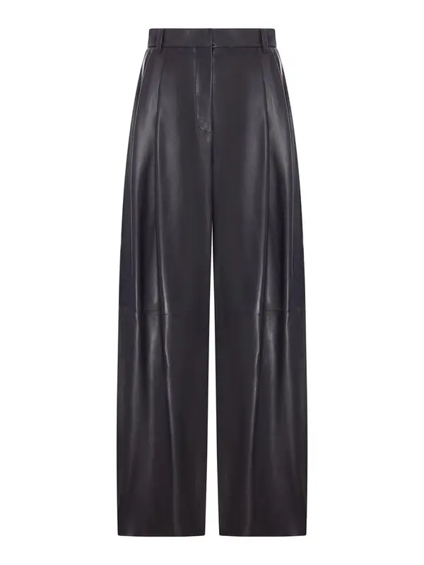 Giorgio Armani Wide Nappa Trousers With Pleats - Multicolor