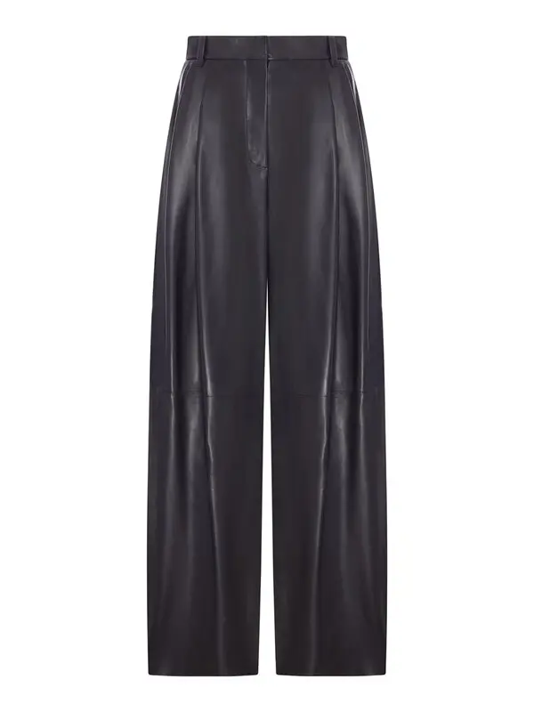 Giorgio Armani Wide Nappa Trousers With Pleats - Blue