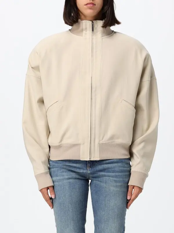 Gucci Cotton Bomber Jacket With High Neck - Cream