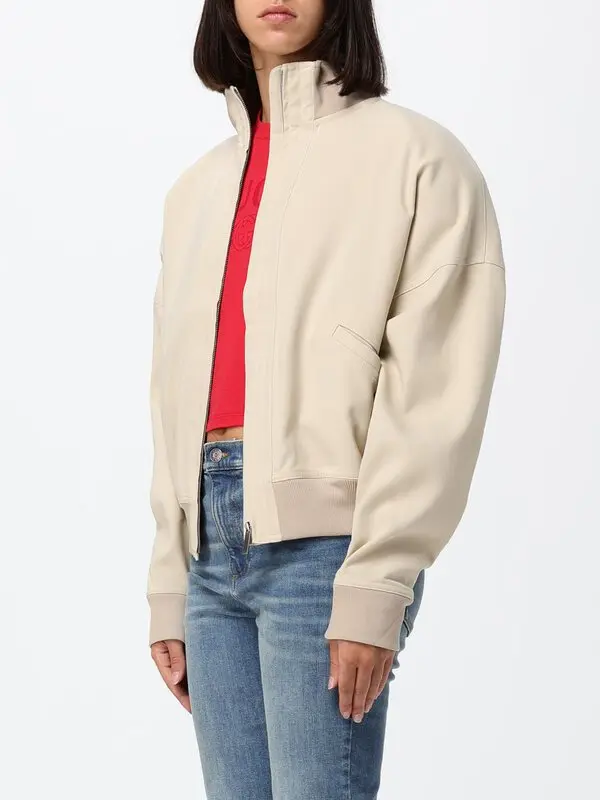 Gucci Cotton Bomber Jacket With High Neck - Cream