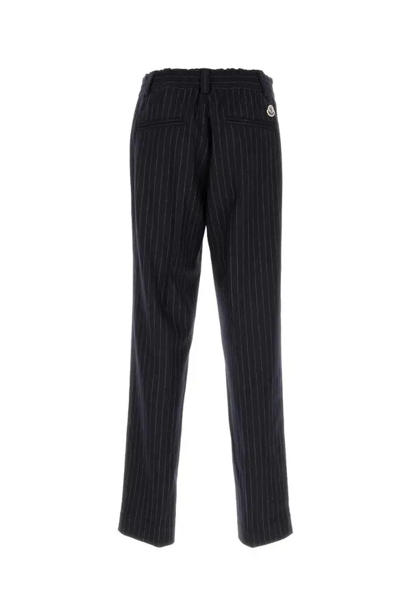 Moncler Embroidered Stretch Wool Pant - Gray