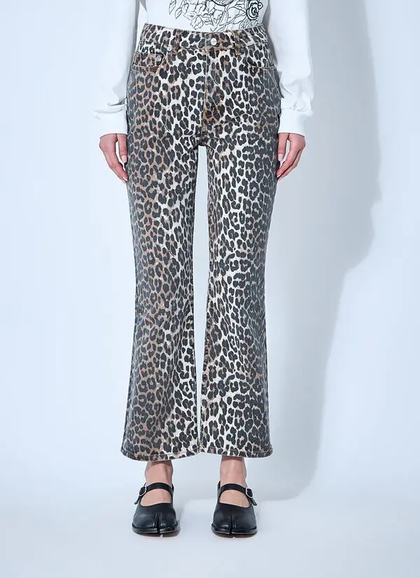 GANNI Betzy Leopard Print Jeans