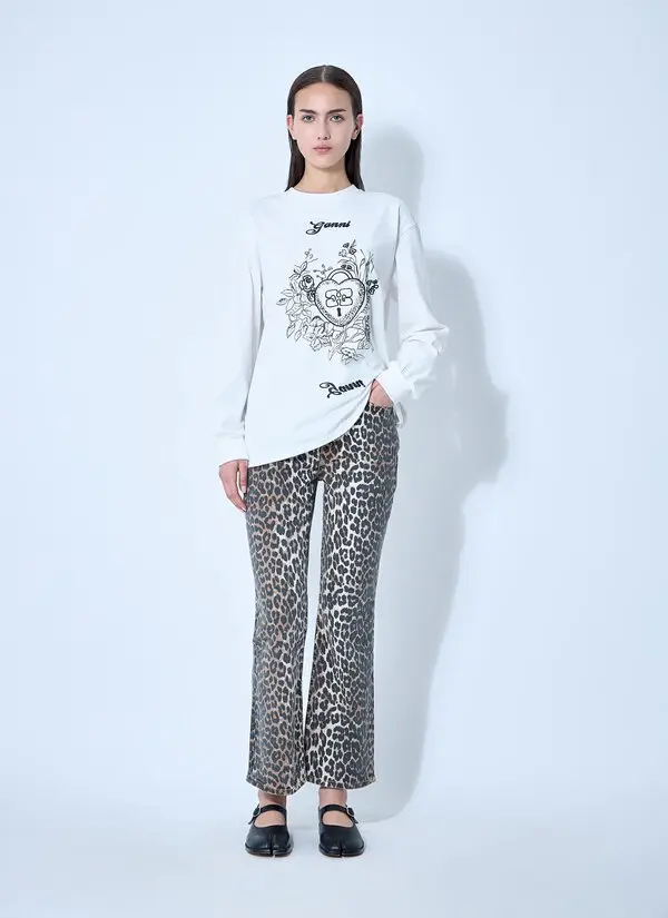 GANNI Betzy Leopard Print Jeans