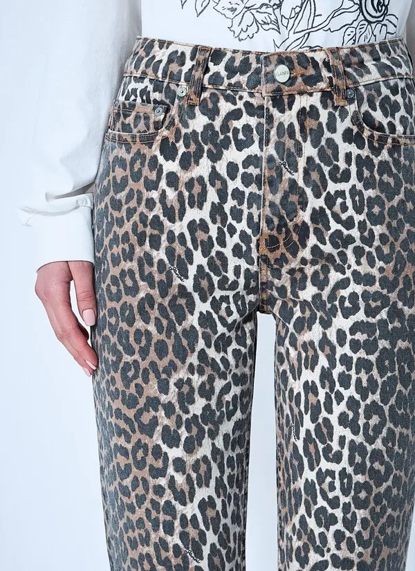 GANNI Betzy Leopard Print Jeans
