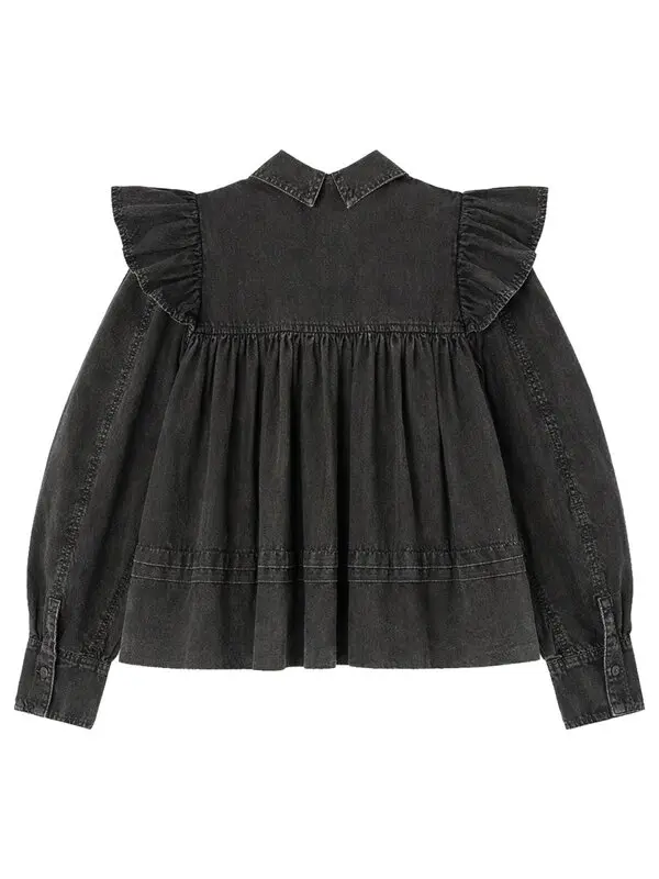 GANNI Blouse With Collar - Black