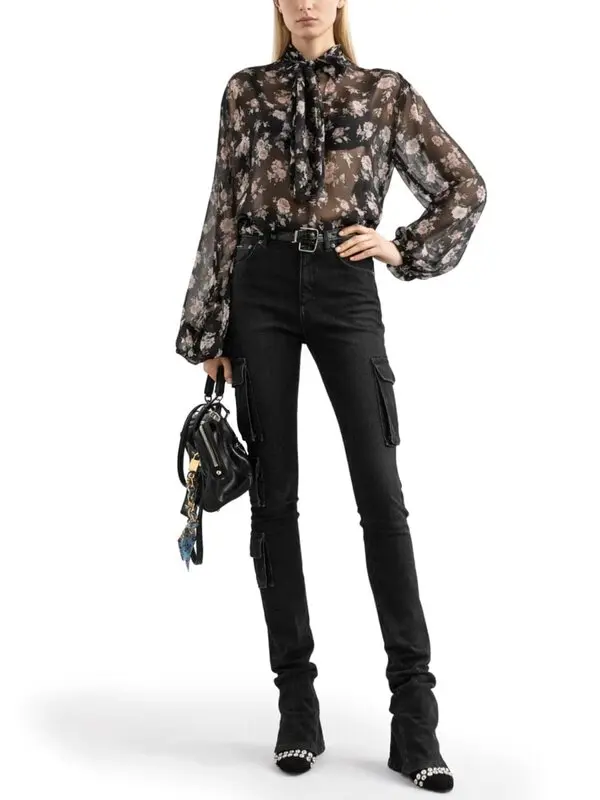 Dolce & Gabbana Vintage Rose Print Silk Blouse - Multicolor
