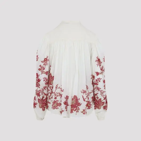Etro Cotton Pleated Floral Print Shirt - White