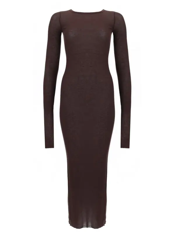 Rick Owens Long-sleeved Midi Dress - Brown