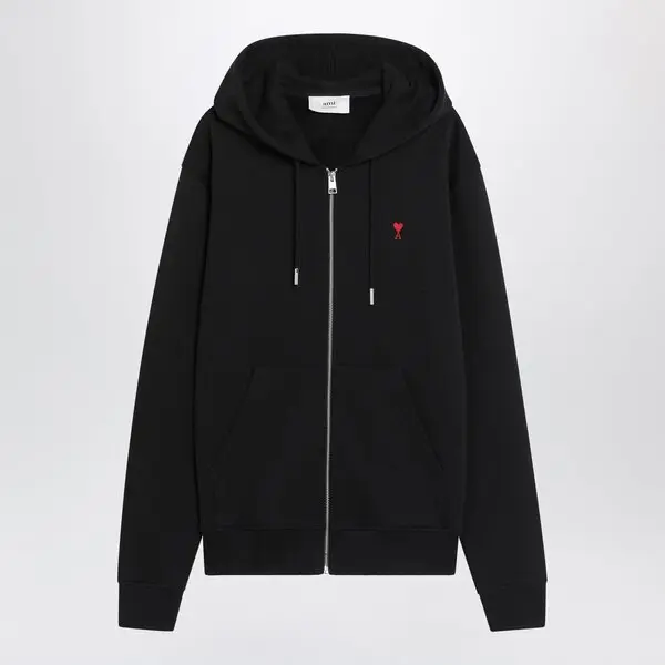 AMI Paris De Coeur Zip-up Sweatshirt - Black