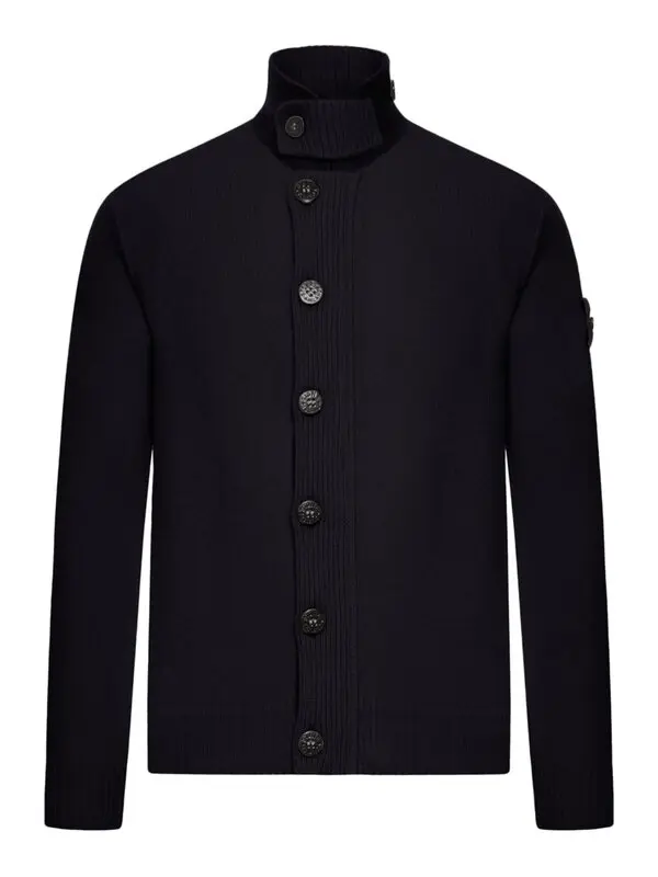 Stone Island Regular Fit Sweater With Zip And Button Fastening