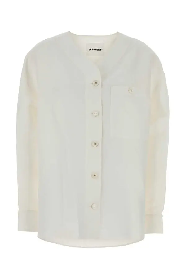 JIL SANDER Linen Blend Oversize Shirt - White