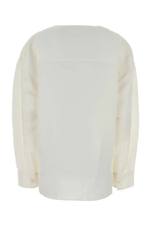 JIL SANDER Linen Blend Oversize Shirt - White
