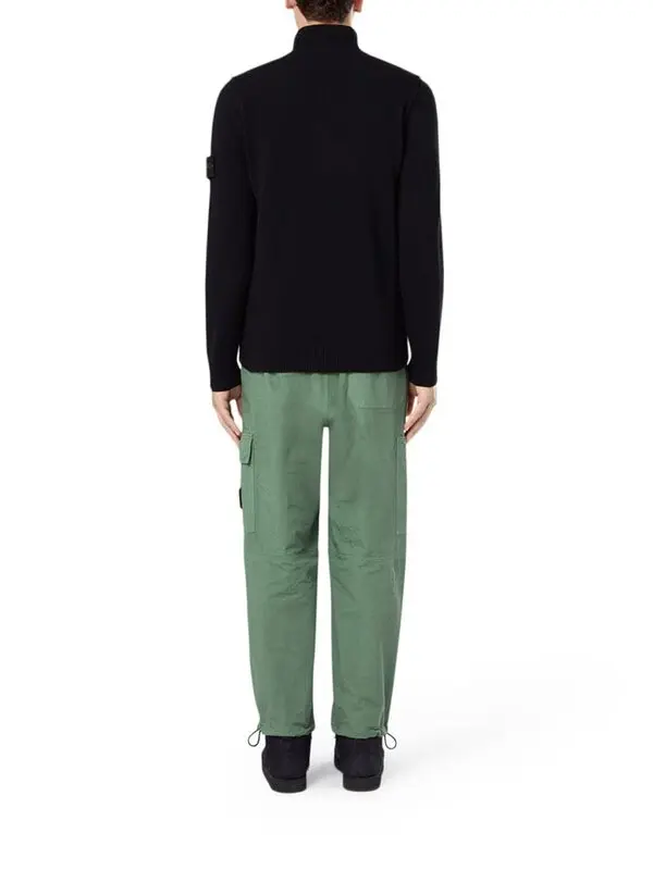 Stone Island Regular Fit Sweater With Short Zip And Fake Buttons - Black