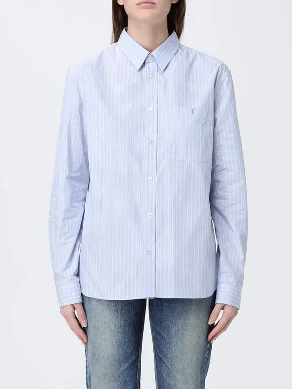 Saint Laurent Striped Cotton Shirt - Blue