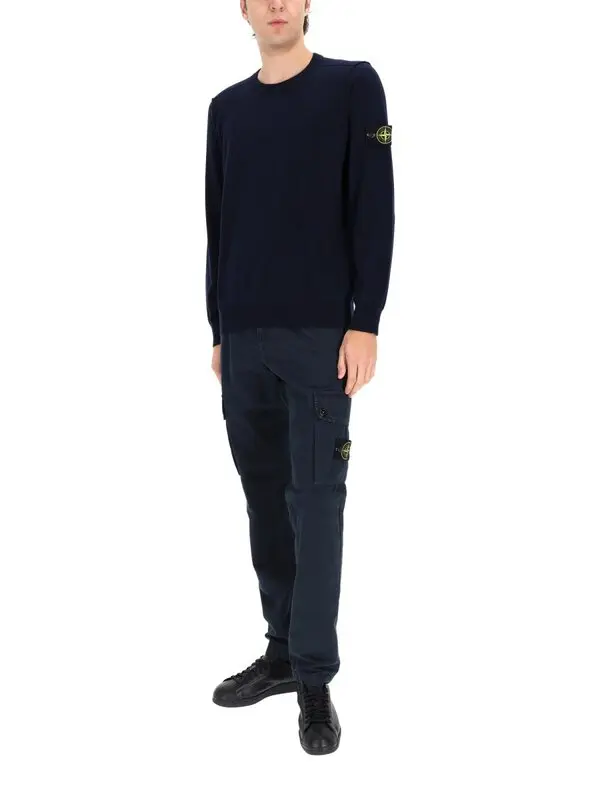 Stone Island Cargo Pants With Logo Patch - Blue
