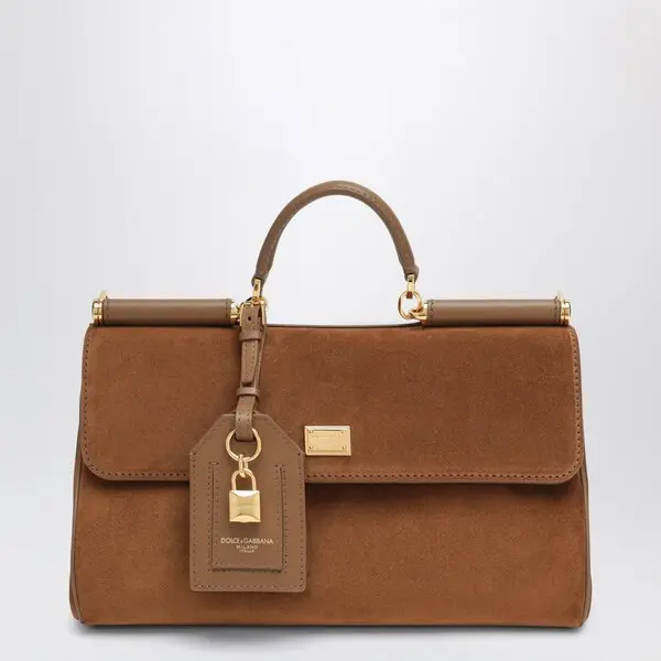 Dolce & Gabbana Medium My Sicily Bag In Camel Suede Leather - Brown